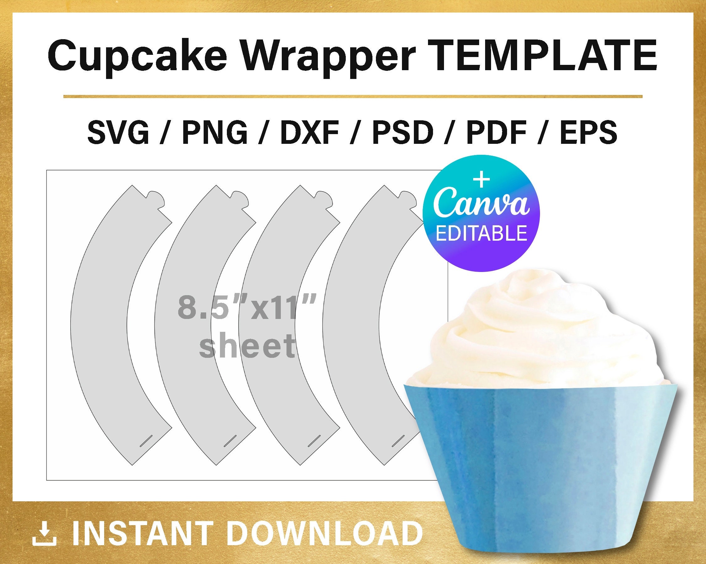 Cupcake Wrapper, BLANK Template, for DIY Decorations, Svg, Png, Psd ...