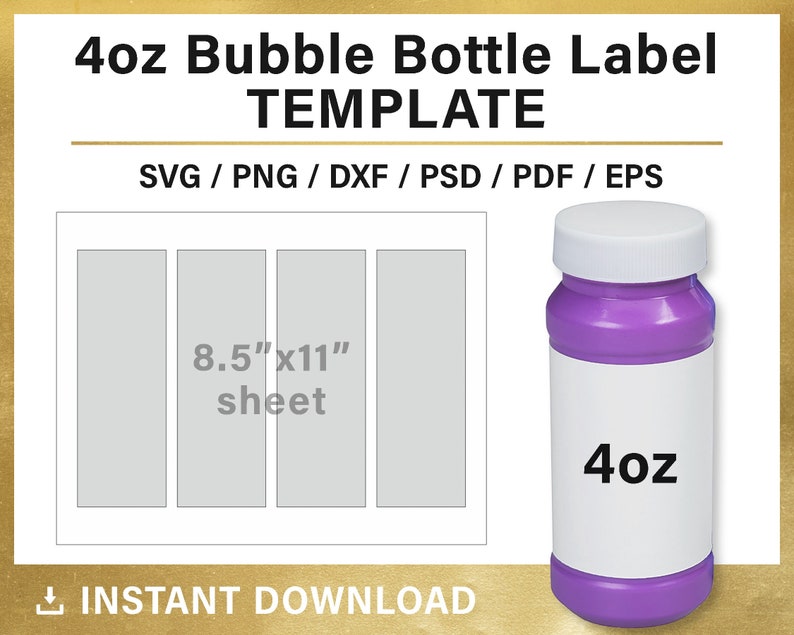Bubble Bottle Label Template BUNDLE 2oz 4oz BLANK - Etsy