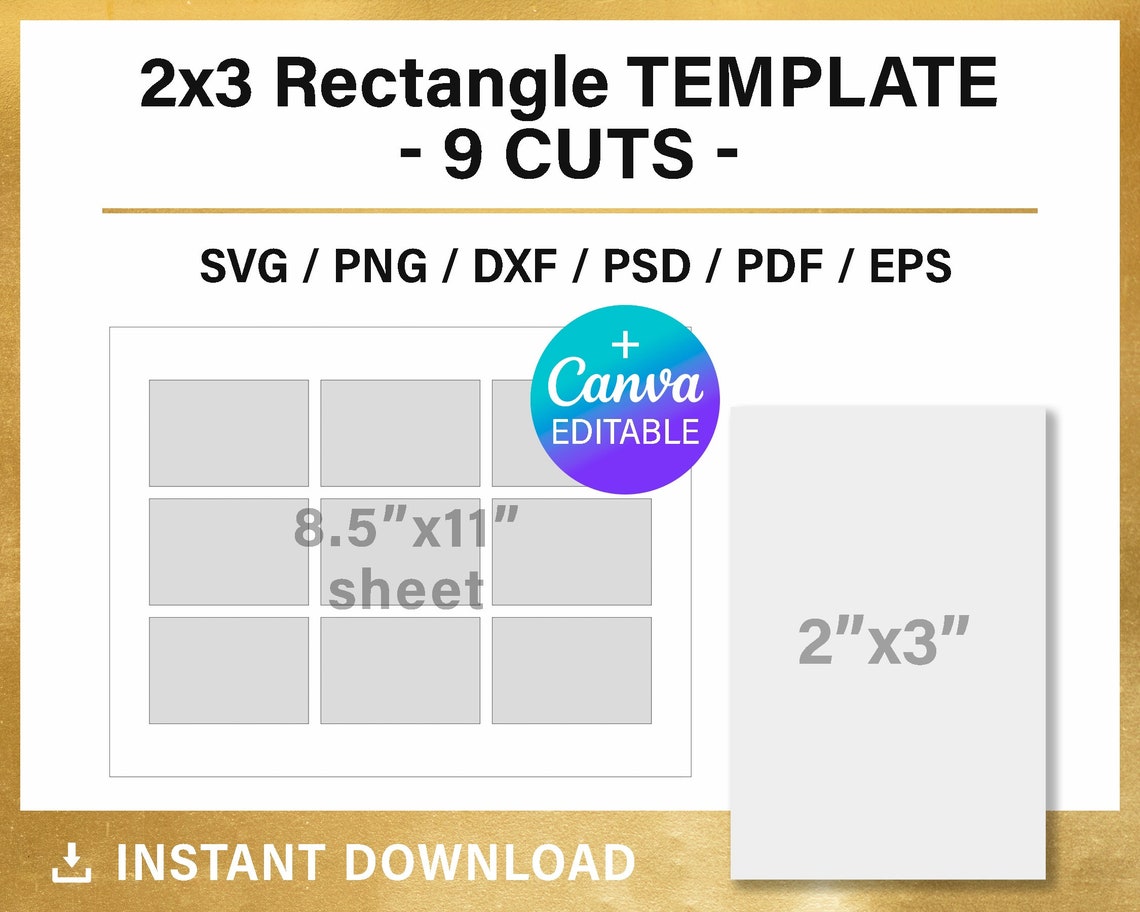 2x3 Inches Rectangle, BLANK Template, Sticker Template, Multipurpose ...