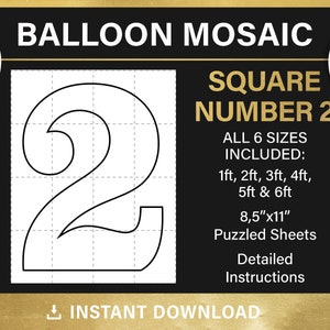 Fancy Numbers, BUNDLE, Mosaic From Balloons, Tall Number Template, 1ft ...
