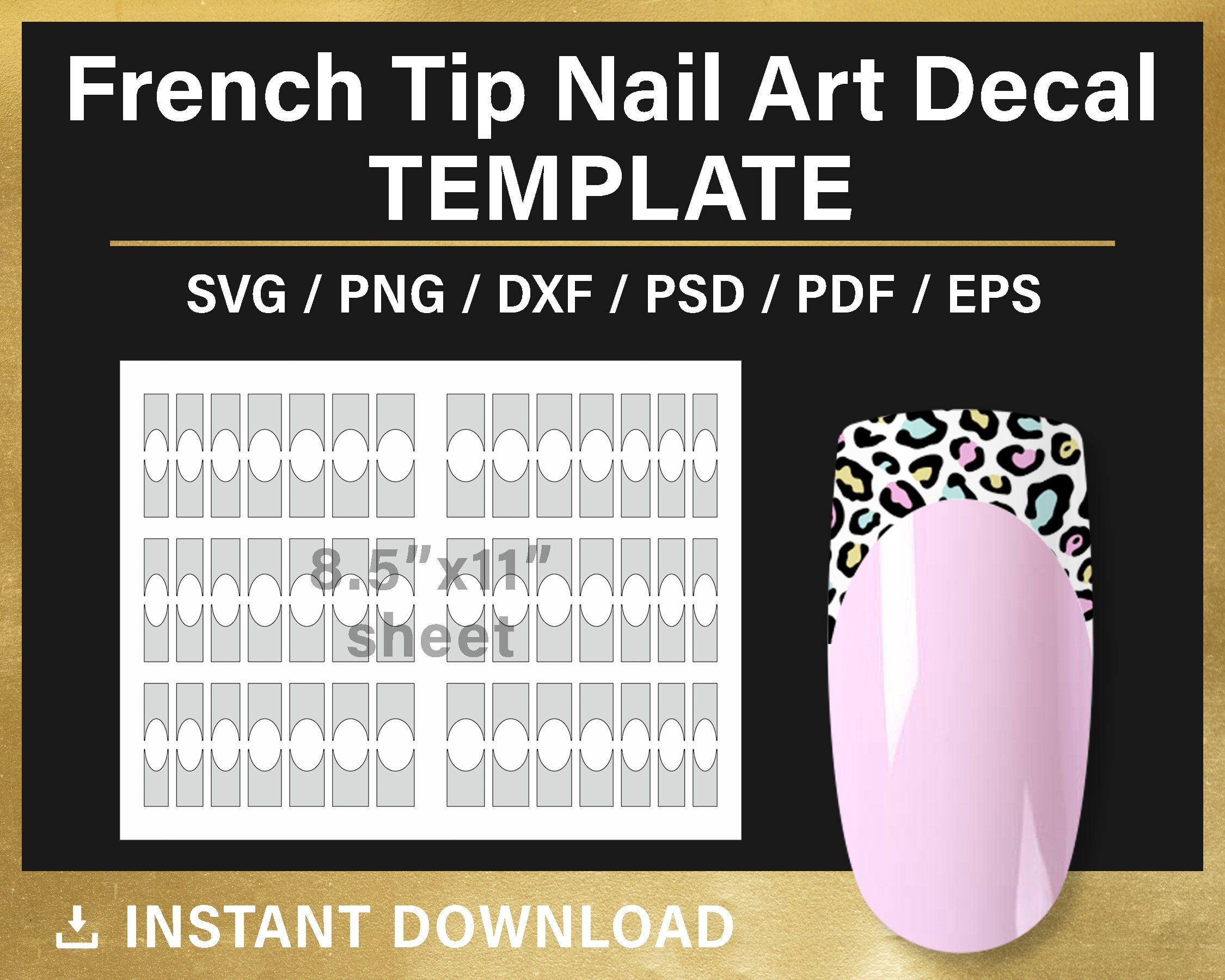 French Tip Nail BLANK Template Nail Art Decal Custom Wrap - Etsy