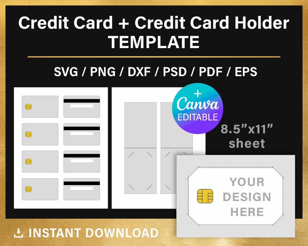 Credit Card + Credit Card Holder Template, Bundle, BLANK Template ...