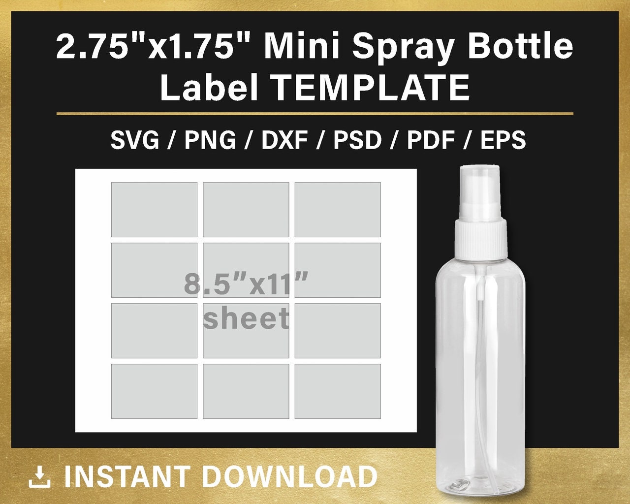 Mini Spray Bottle Label BLANK Template Cosmetic Bottle | Etsy