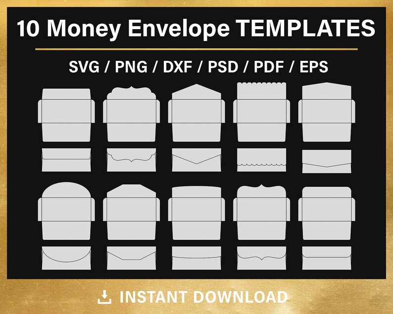 BUNDLE Money Envelope Templates Blank Gift Envelope Svg - Etsy