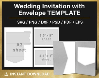 DIY Wedding Invitation Template With Envelope Pocketfold | Etsy