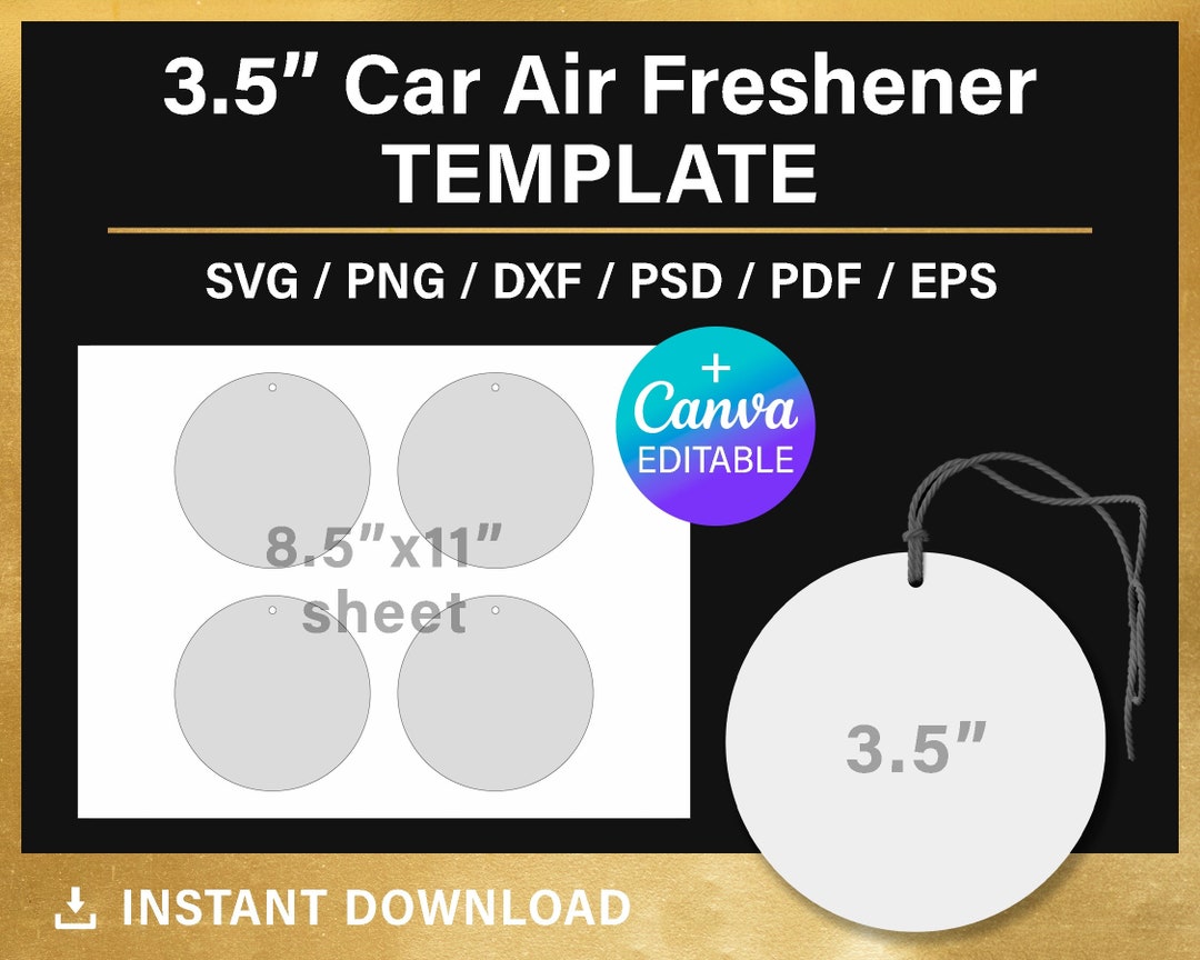 Car Air Freshener, BLANK Template for Sublimation, Circle, 3.5 Inches ...
