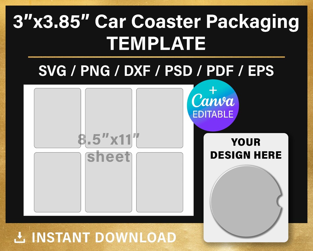 Car Cup Coaster Package, Svg, BLANK Template, Car Coaster Display Card ...