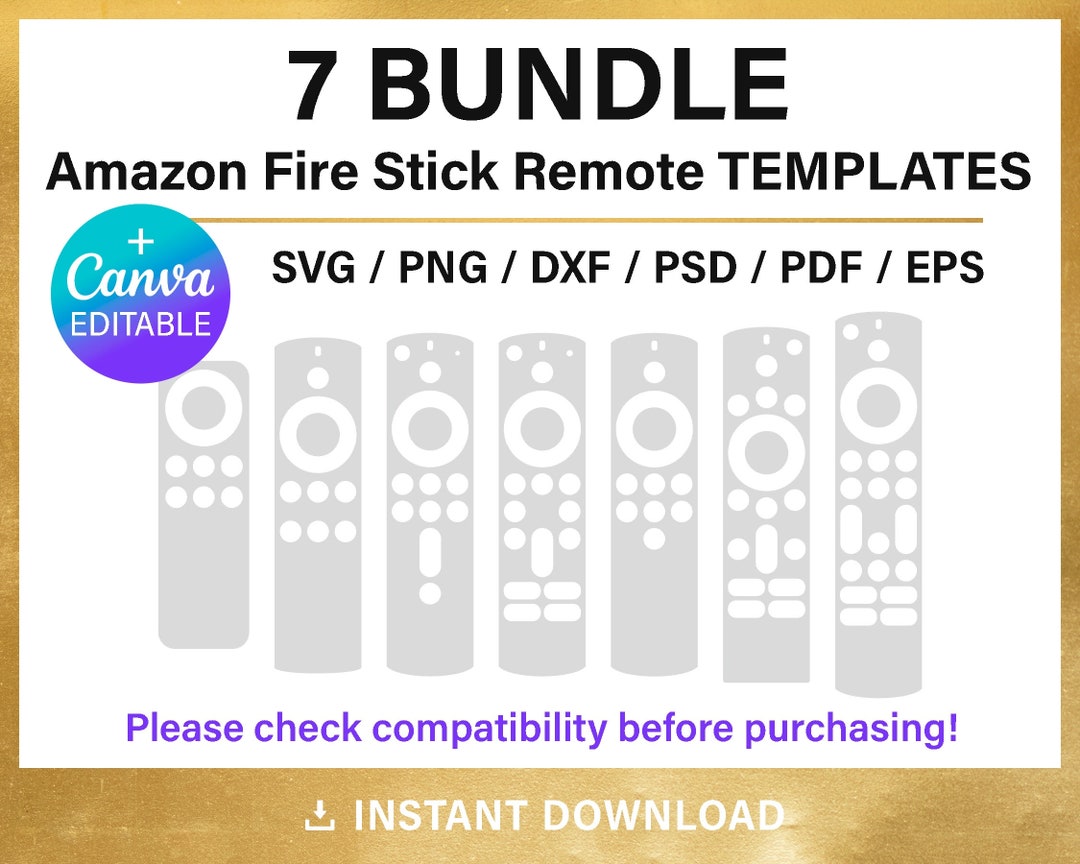 Fire Stick Remote Template, BUNDLE, Custom Remote Svg, Canva, Cricut ...