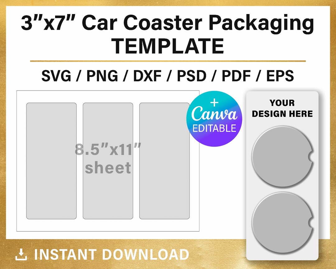 Car Cup Coaster Package, Svg, BLANK Template, Car Coaster Display Card ...