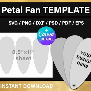 Petal Fan Blank Template, DIY, Paddle Fan, Wedding Fan, Printable, 3x7 ...