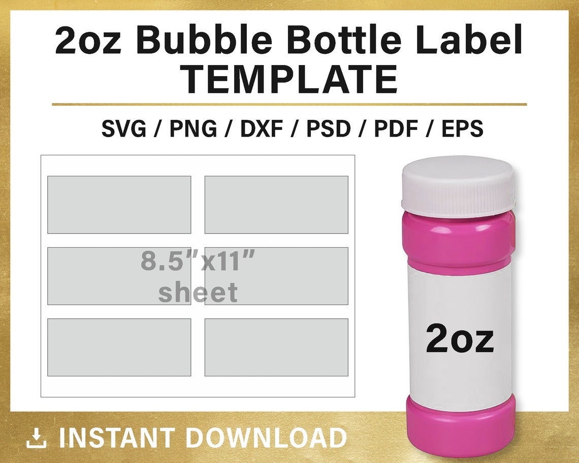Bubble Bottle Label Template 2oz BLANK Template 5x2 Inches - Etsy