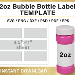 Bubble Bottle Label Template 2oz BLANK Template 5x2 Inches | Etsy