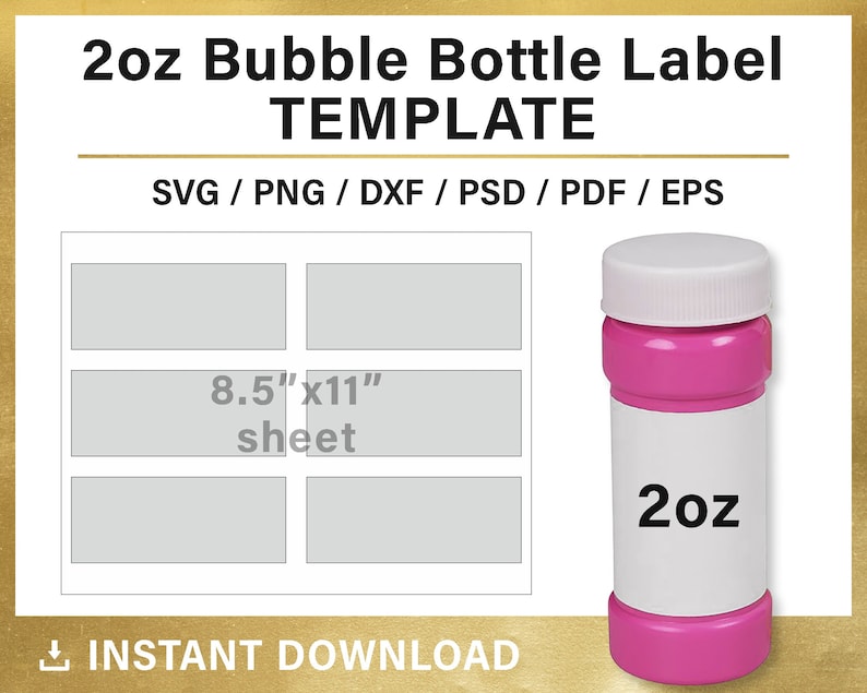 Bubble Bottle Label Template 2oz BLANK Template 5x2 Inches - Etsy