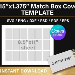 Match Box Label Template, Match Box Cover, Match Box Stickers, BLANK ...