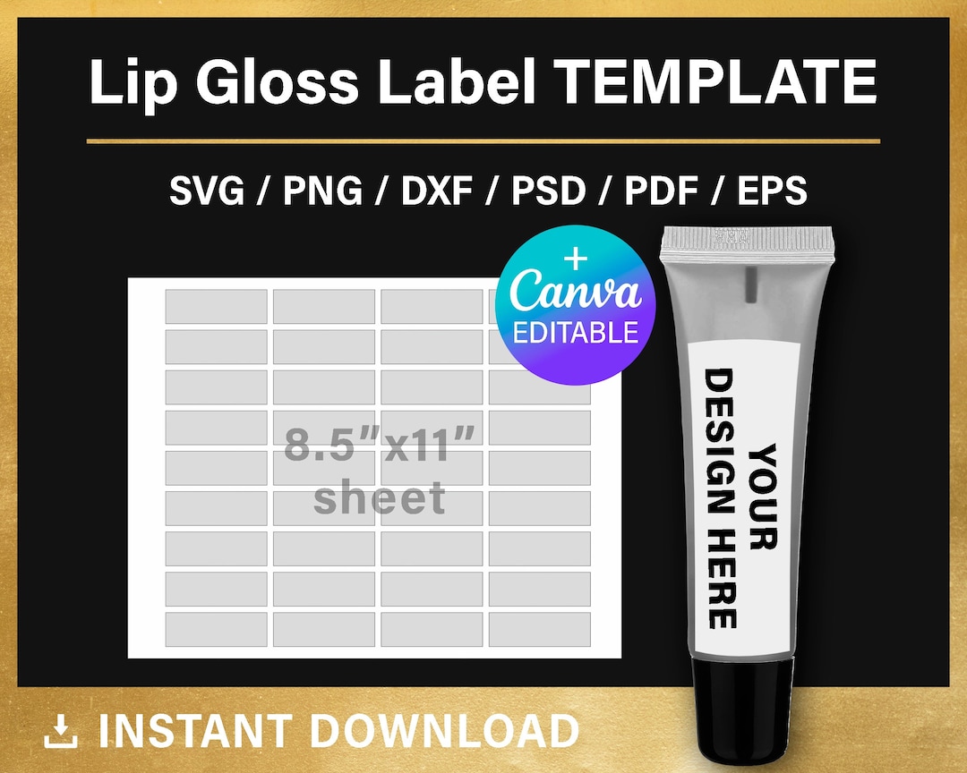 Lip Gloss Label BLANK Template, DIY, Gloss Tube Label Wrapper Template ...