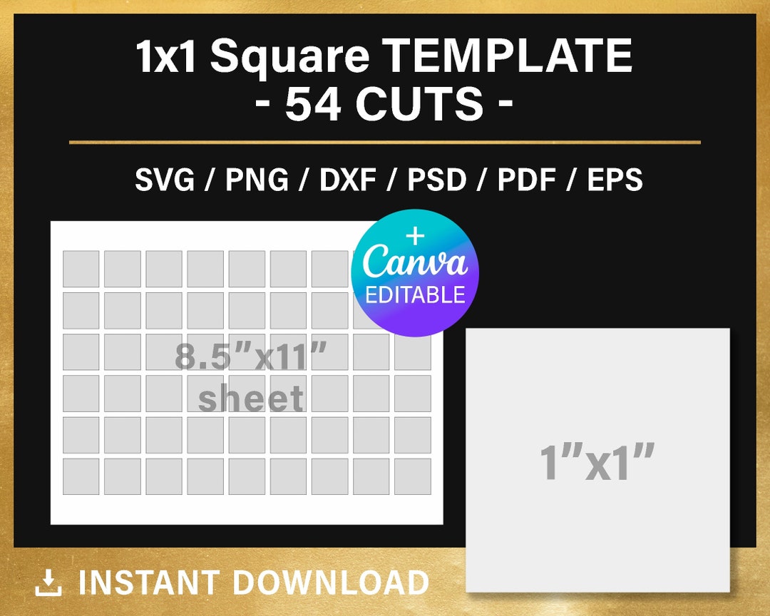 1x1 Inches Square, BLANK Template, 25 Mm, Square Sticker Template, 1 ...