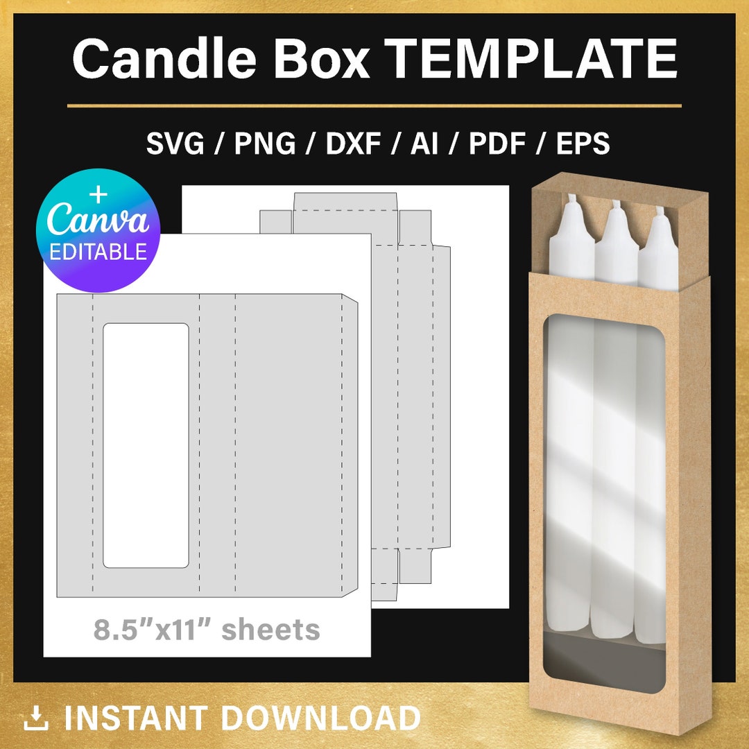 3 Candle Box, PDF, Blank Template, With Window, DIY, Gift Box for ...