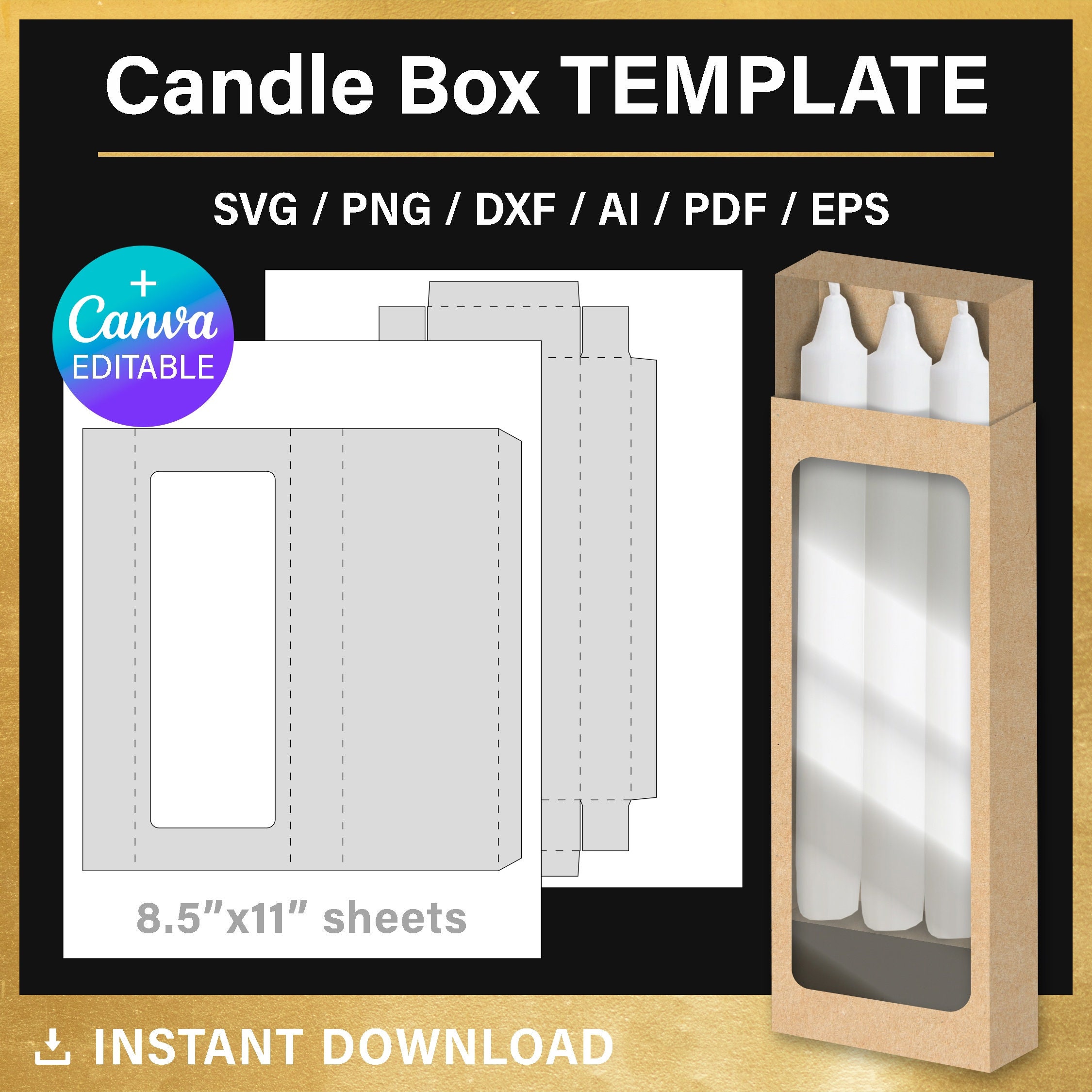 BUNDLE, Diy, Candle Box, PDF, Blank Template, With Window + No Window ...