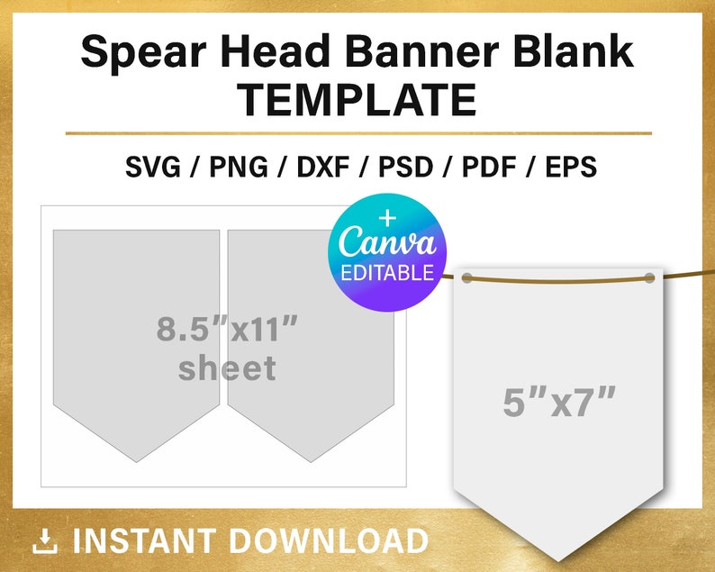 Spear Head Banner Blank Template Spearhead Edge Flag Banner - Etsy