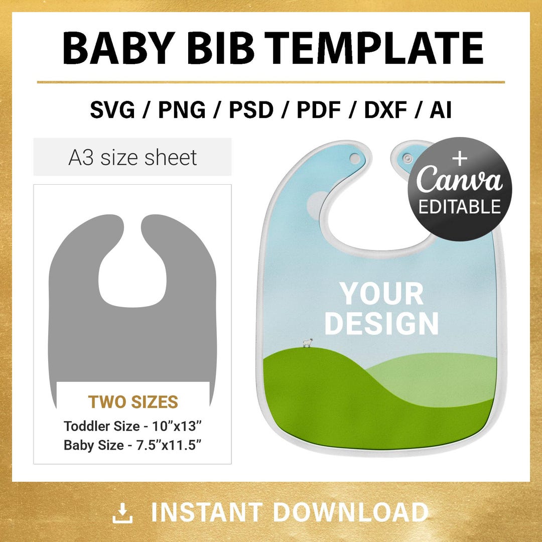 Baby Bib Blank Template for Sublimation, Baby Boy or Baby Girl Bib ...