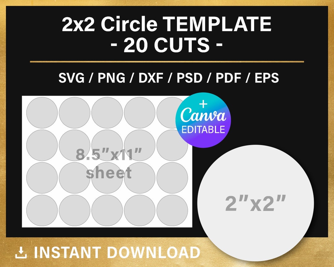 2 Inches Circle BLANK Template, Round Sticker Template, 2" Multipurpose ...