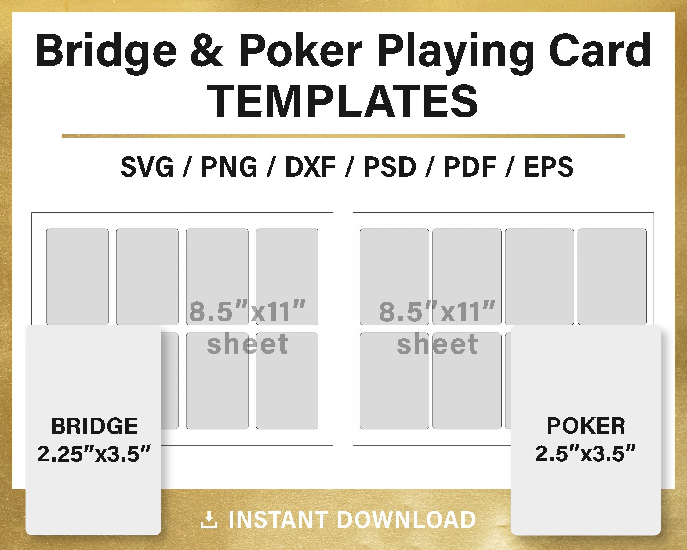 Playing Card Template BUNDLE 5 Sizes BLANK Template Svg - Etsy