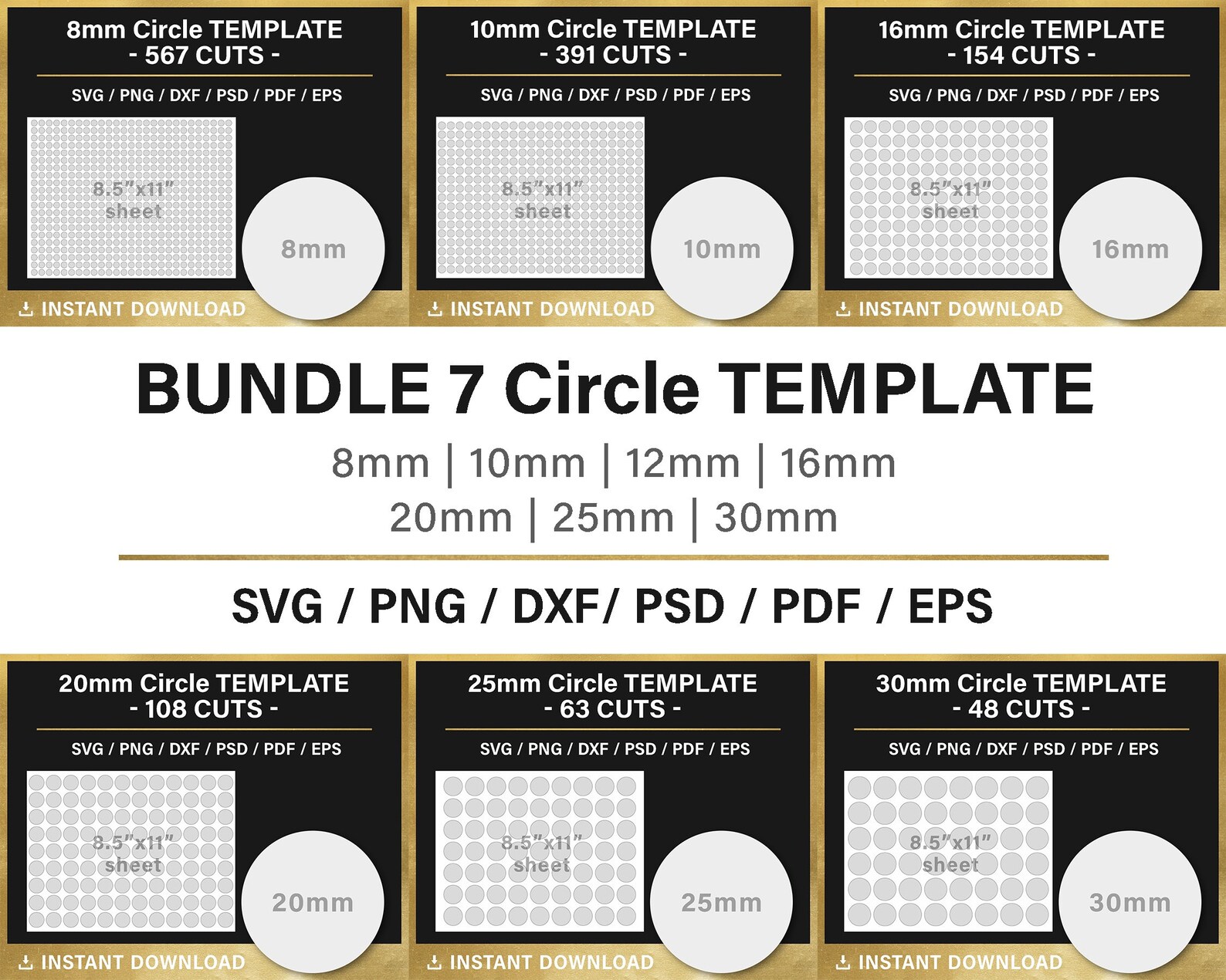 Circle BLANK Template BUNDLE Round Sticker Template - Etsy