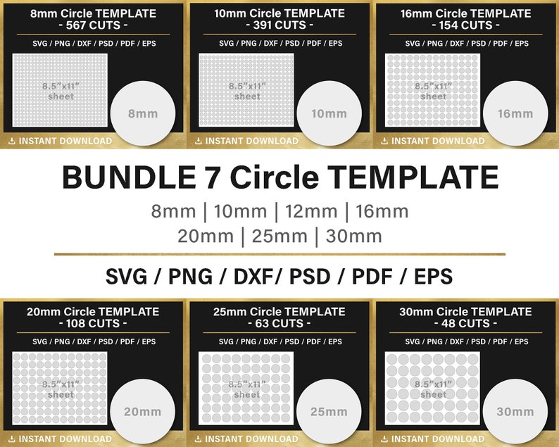 Circle BLANK Template BUNDLE Round Sticker Template - Etsy