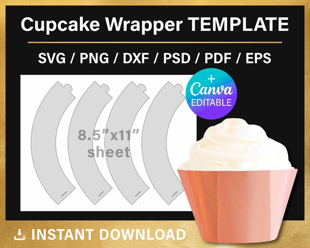Cupcake Wrapper, BLANK Template, for DIY Decorations, Svg, Png, Psd ...