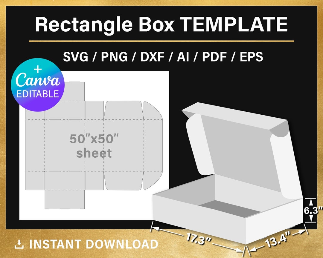 Big Rectangle Box Blanl Template, DIY, Shipping Box, Large, Classic Box ...