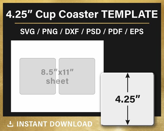 Cup Coaster Template BLANK Template Square Cup Coaster SVG | Etsy