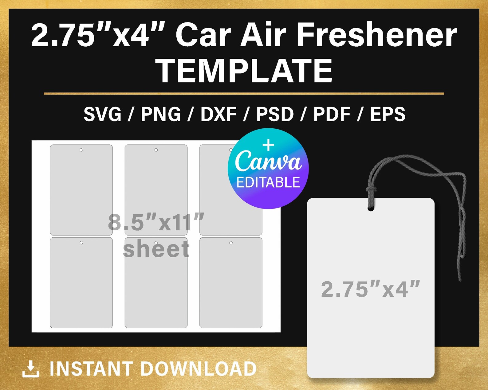 Car Air Freshener BLANK Template for Sublimation - Etsy