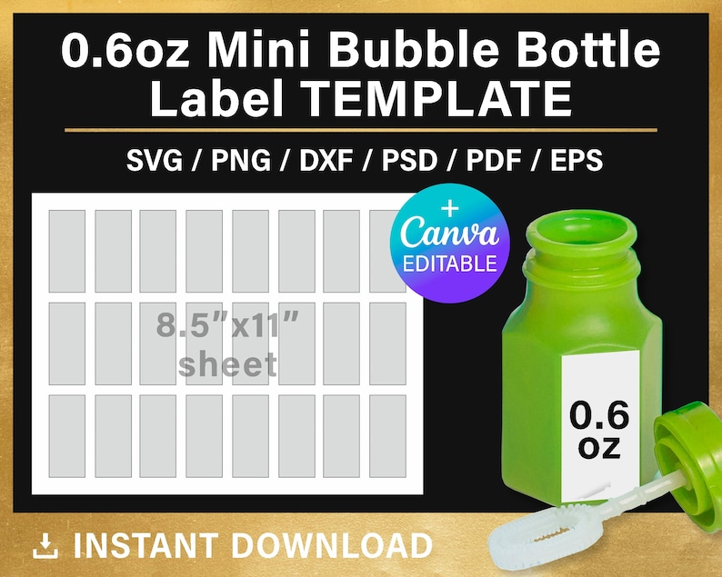 Bubble Bottle Label Template, BUNDLE, 2oz, 4oz, BLANK Template, DIY ...