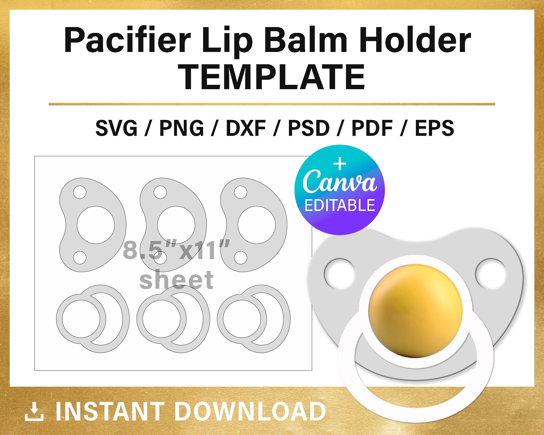 Pacifier Lip Balm Holder BLANK Template Baby Pacifier Shape - Etsy