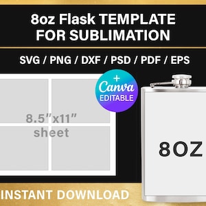 8oz Flask Template, BLANK Template for Sublimation, 8 Oz, Flask Label ...