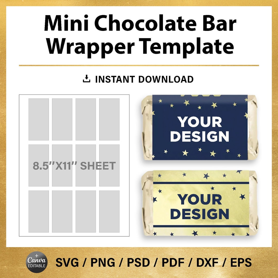 Mini Chocolate Wrapper Template, Mini Candy Labels BLANK Template, DIY ...