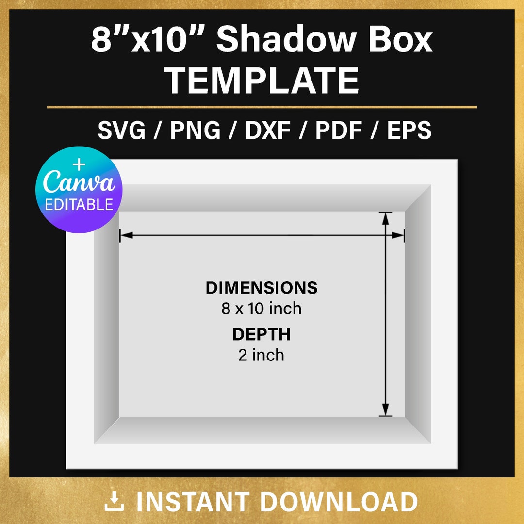 Shadow Box Template, Rectangle, Light Box Frame, 3D, Svg, 8x10 Inches ...