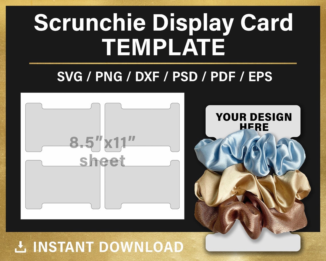 Scrunchie Display Card Template 3.25x5 BLANK - Etsy