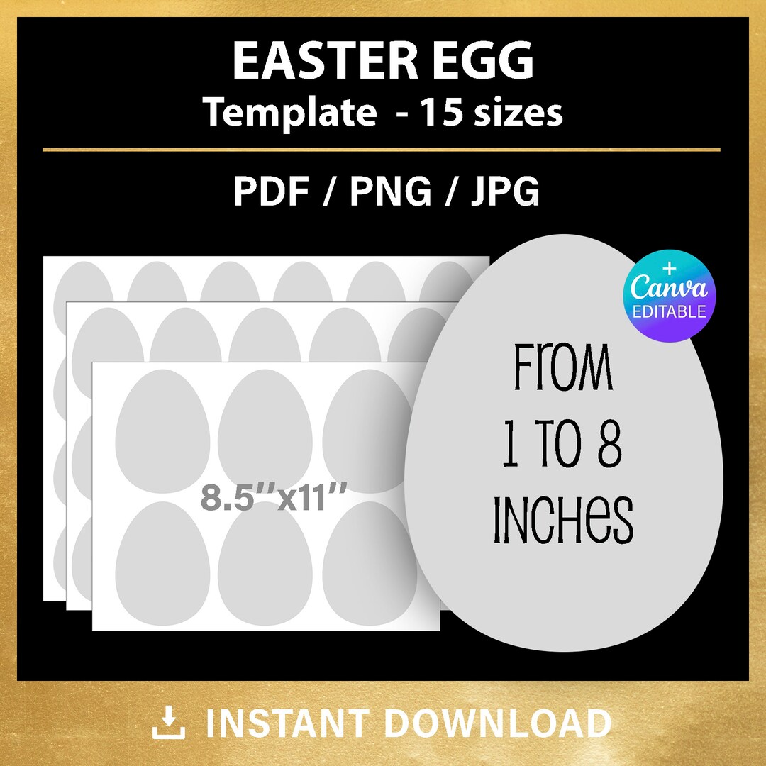 Easter Egg Blank Templates, BUNDLE, 15 Sizes, DIY, Easter Crafts, Pdf ...