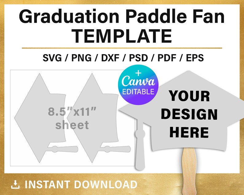 Graduation Paddle Fan Template, Blank Template, Graduation Cap Shape ...