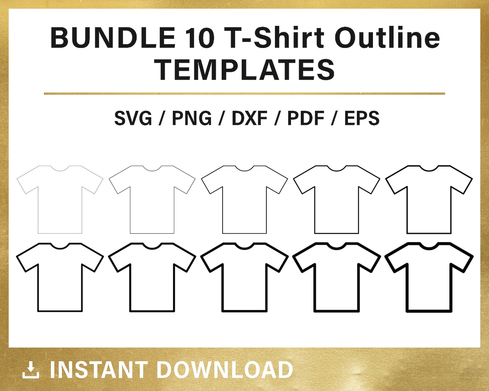 T-shirt Outline Svg BUNDLE 10 Tshirt Outlines in Different - Etsy