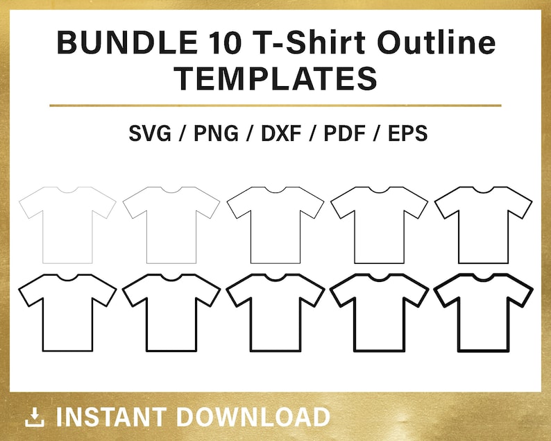T-shirt Outline Svg BUNDLE 10 Tshirt Outlines Tsvg Cricut - Etsy