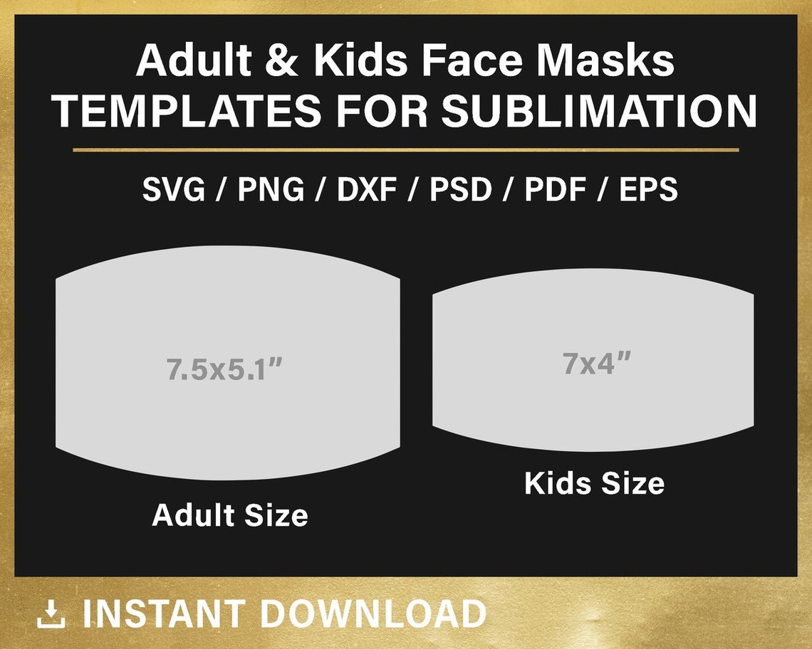 Face Mask BLANK Template for Sublimation Adult Kids Svg - Etsy