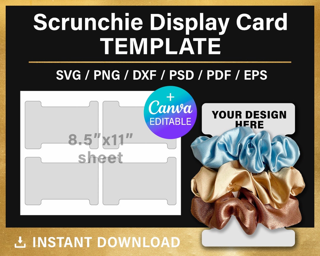 Scrunchie Display Card Template, 3.25"x5" , BLANK Template, DIY, Svg ...