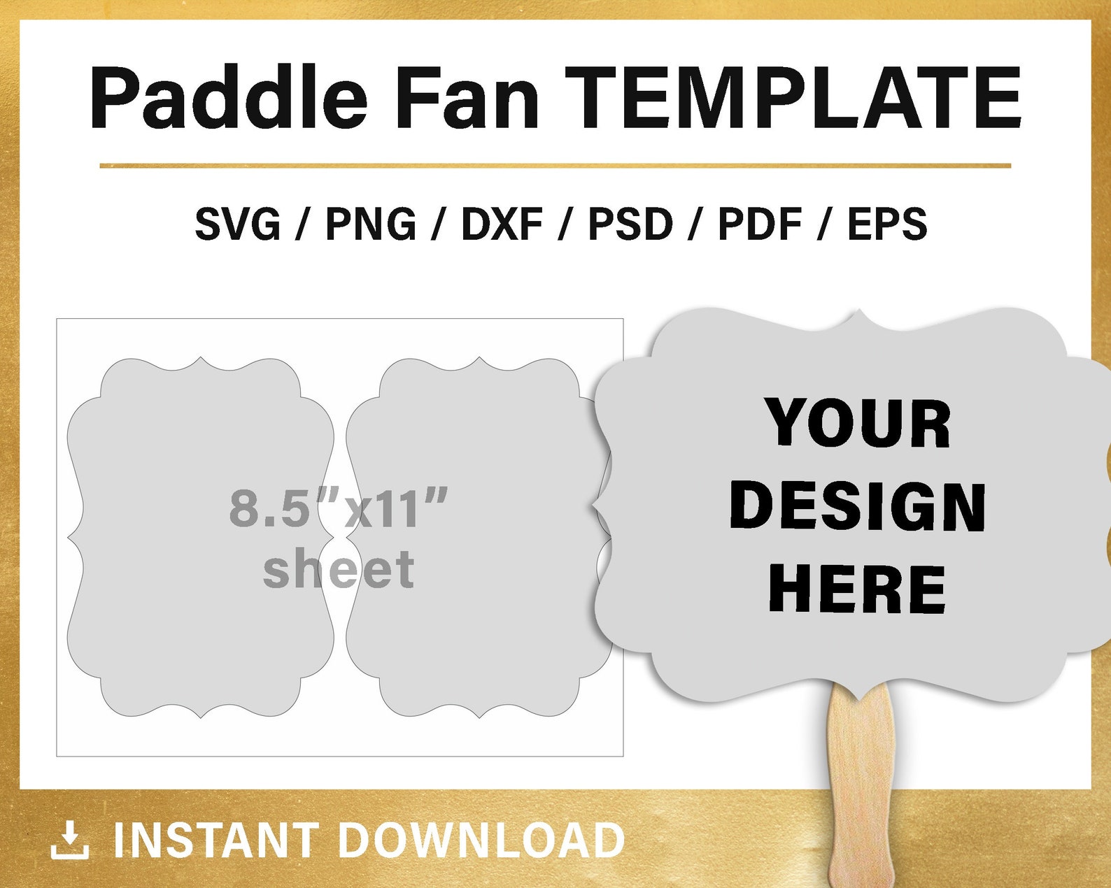 Paddle Fan Template Blank Template Editable Wedding Paddle - Etsy
