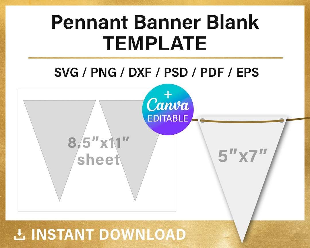 Pennant Banner Template, Bunting Garland, BLANK Template, Pennant Flag ...
