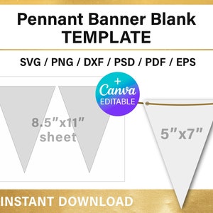 Pennant Banner Template, Bunting Garland, BLANK Template, Pennant Flag ...