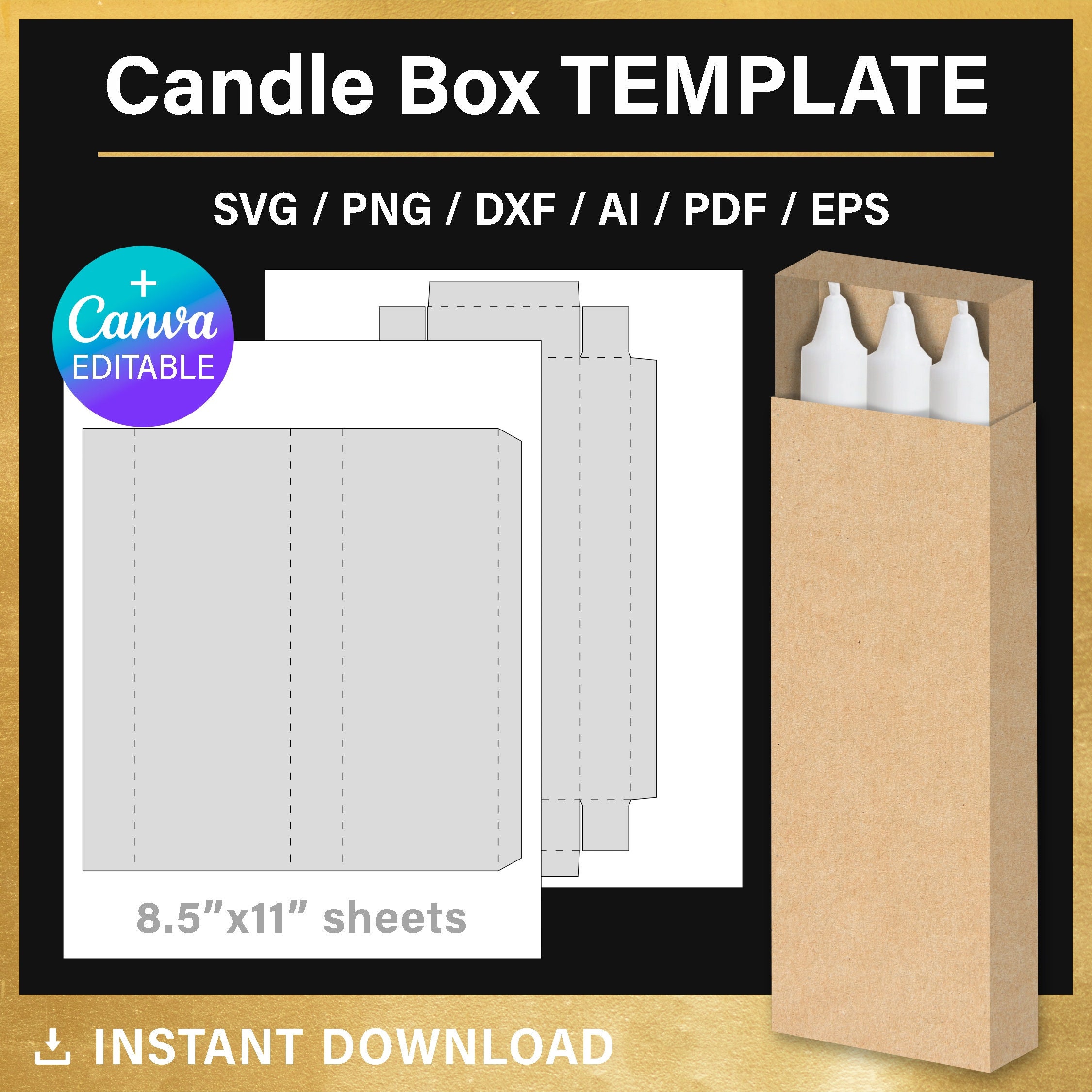 BUNDLE, Diy, Candle Box, PDF, Blank Template, With Window + No Window ...