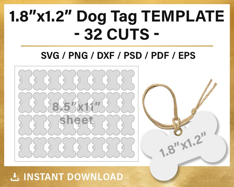 Dog Tag Template Bone Tag BLANK Template Dog Bone Tag SVG - Etsy
