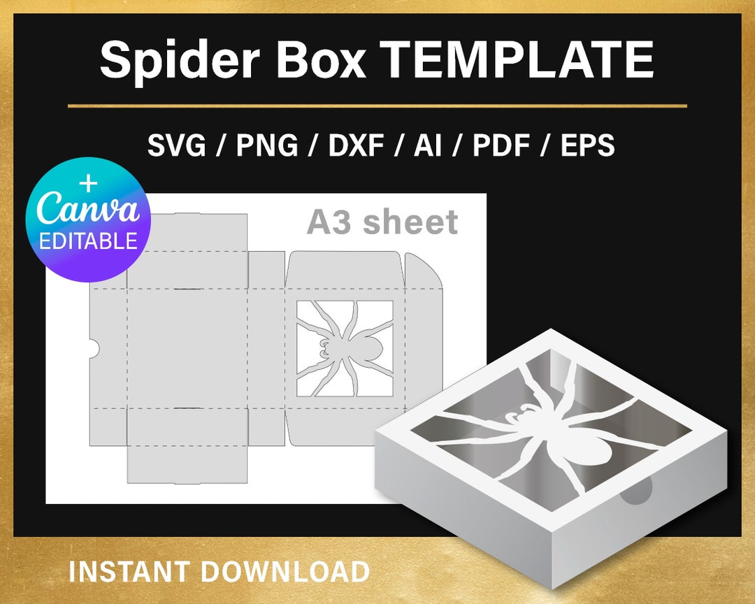 Spider Box Template, Treat Box, Halloween Party, DIY, Candy Box, Canva ...